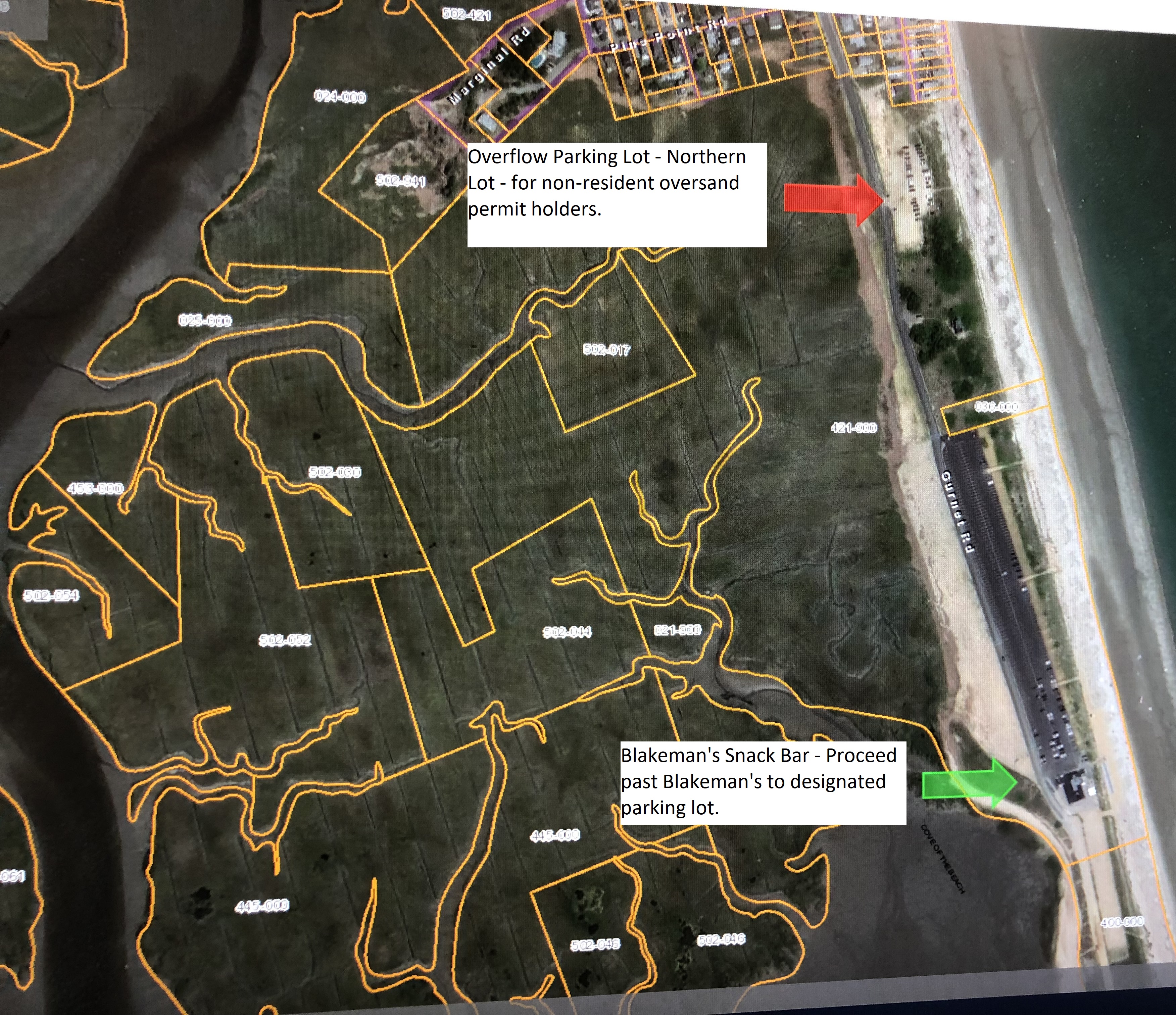 Map of Overflow Parking Lot - Northern Lot (non-resident oversand ...